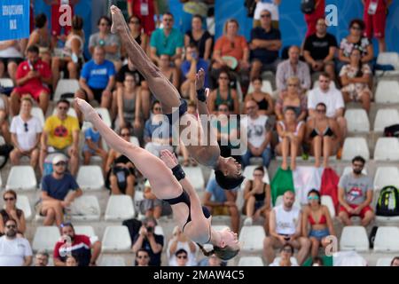 Britain's Kyle Kothari and Lois Toulson compete during the diving mixed ...
