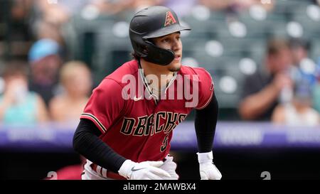 Arizona Diamondbacks center fielder Alek Thomas (5) in the fifth inning ...