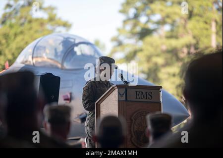 Col. Kathryn Roman, 4th Maintenance Group commander, passes the guidon to Maj. Amanda Miller ...