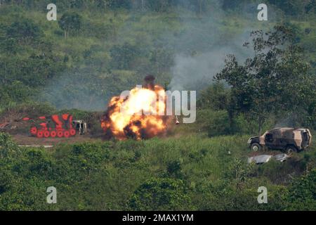 An armored vehicle from the United Nations (UN) World Food Program (WFP ...