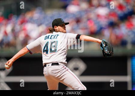 Miami Marlins' Steven Okert plays during baseball game, Tuesday, June ...