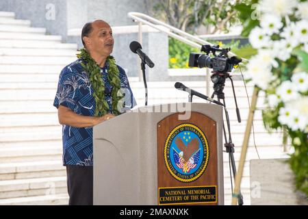 Kahu Kordell Kekoa recites a Hawaiian blessing during a blessing for ...