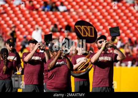 The Washington Commanders marching band performs before an NFL football ...