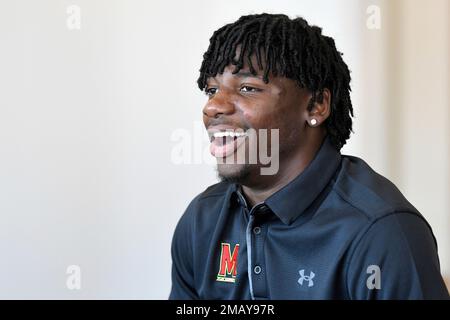 Maryland defensive back Deonte Banks (3) reacts during the first half ...