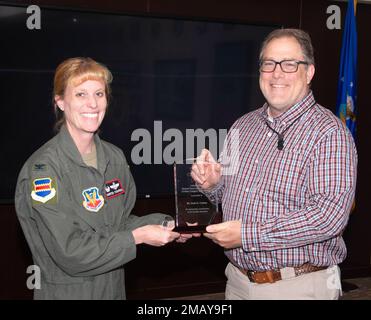 Col. Kristen Thompson, 55th Wing commander, speaks at the graduation ...