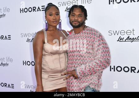 Tylynn Burns, left, and Jaylenn Hart arrive at the Los Angeles premiere ...