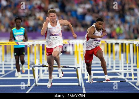England's Joshua Zeller during the Men's 110m Hurdles Final at ...
