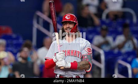 Cincinnati Reds' Jonathan India prepares to bat during a baseball game ...