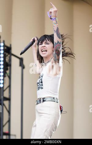 Hannah Mee of Hot Milk performs on day four of the Lollapalooza Music Festival on Sunday, July ...