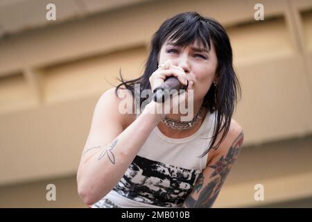 Hannah Mee of Hot Milk performs on day four of the Lollapalooza Music Festival on Sunday, July ...