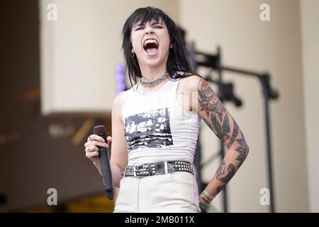 Hannah Mee of Hot Milk performs on day four of the Lollapalooza Music Festival on Sunday, July ...