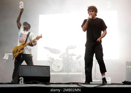 Franz Lyons of Turnstile performs on day three of the Lollapalooza ...