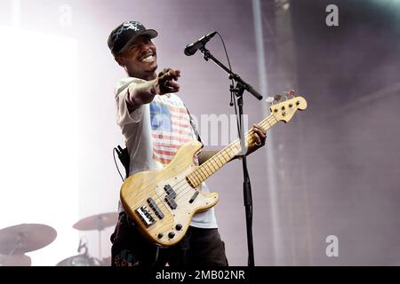 Franz Lyons of Turnstile performs on day three of the Lollapalooza ...