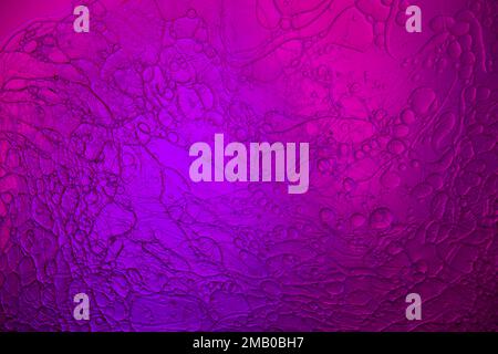 Top view movement of oil bubbles in the liquid. Oil surface ...