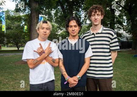 Lachlan Caskey, left, Sean Caskey, and Michael Sloane of Last Dinosaurs ...