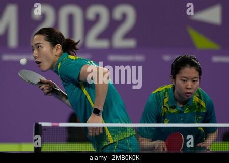 Australia's Minhyung Jee, left, and Yangzi Liu compete against Malaysia ...