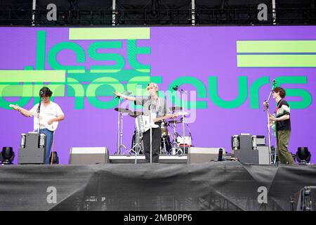 Lachlan Caskey, left, Sean Caskey, and Michael Sloane of Last Dinosaurs ...
