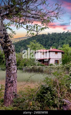 Houses in Zarouhla village. Achaia, Greece Stock Photo - Alamy