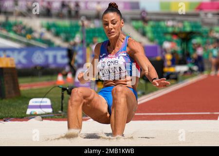 Ivana Vuleta, of Serbia, competes in qualifications for the women's ...