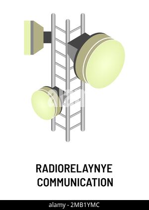 Broadcast relay station and base station. Radio tower icon. Editable vector Stock Vector Image ...