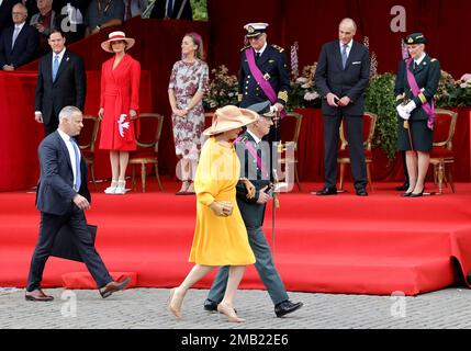 From left, James O'Hare and his wife Belgium's Princess Delphine ...
