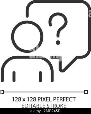 Person asking question icon linear logo mark set collection in black ...