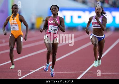 Tamara Clark, of the United States, wins a heat in the women's 200 ...