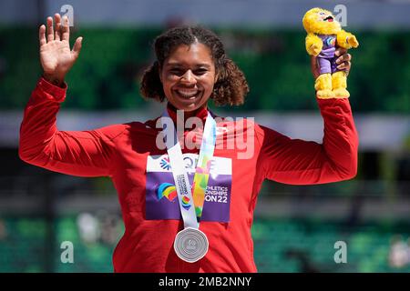 Camryn Rogers of Canada competing in the women’s hammer final on day 6 ...