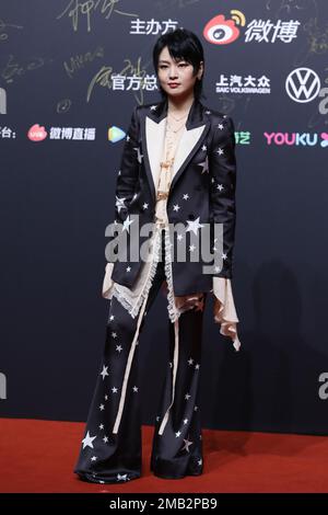 Chinese singer, songwriter, and actress Bibi Zhou attended the red ...