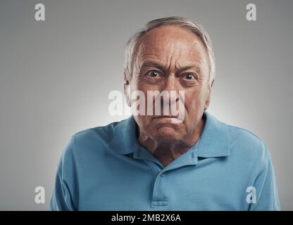 You make me so angry. an old man looking angrily at the camera in a ...