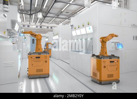 Automation semiconductor manufacturing with 3d rendering robot working ...