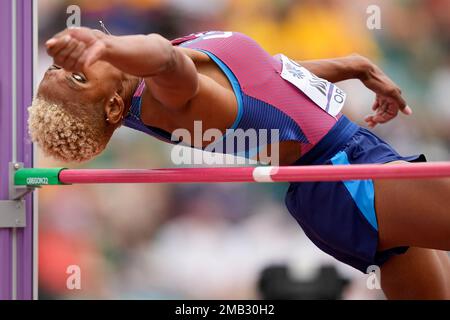 Rachel Mccoy, of the United States, competes during qualifying for the ...