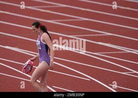 Emily Borthwick, of Britain, competes during qualifying for the women's ...