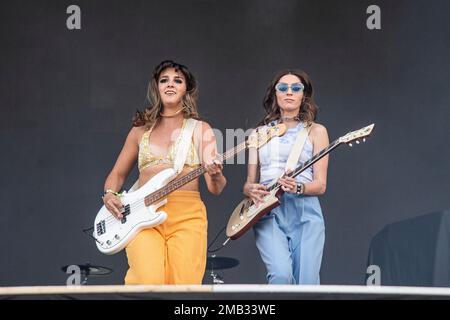 Jordan Miller, left, and Leandra Earl of The Beaches perform during the ...