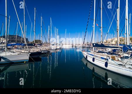 La Cala, the oldest part of the port and marina of Palermo, with ...