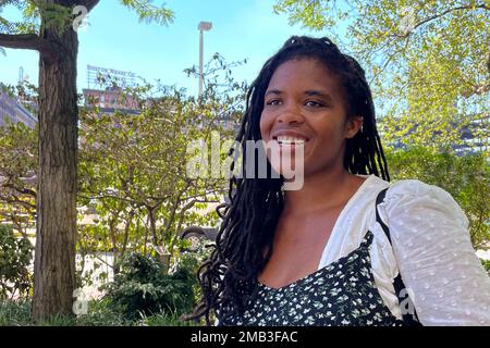Rhode Island state Sen. Tiara Mack, D-Providence, stands for a ...