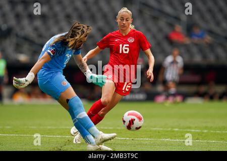 Costa Rica's goalkeeper Daniela Solera gives up a goal to Zambia's ...