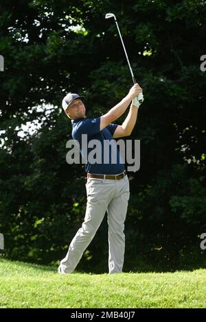 Trey Mullinax hits during the Barbasol Championship golf tournament ...