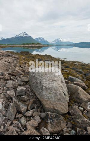 Stony beach by the fjord, Lodingen, Lofoten, Norway Stock Photo - Alamy