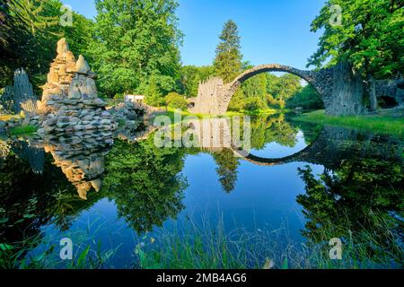 Rakotz Bridge, also Devil's Bridge, in the Azalea and Rhododendron Park ...
