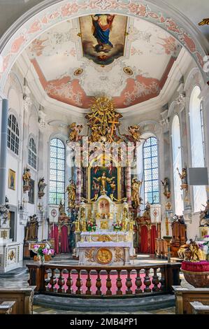 Main altar, St. Stephan's Church, Rettenberg, Allgaeu, Bavaria, Germany ...