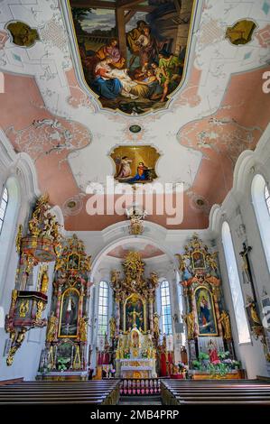 Church of St. Stephen, Rettenberg, Allgaeu, Bavaria, Germany Stock ...
