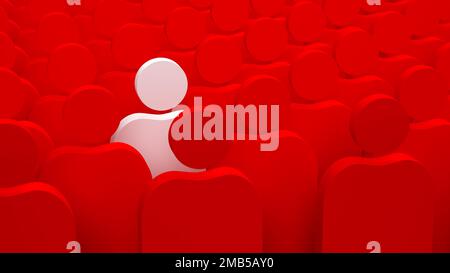 One painted individual among group of people figures. Different ...