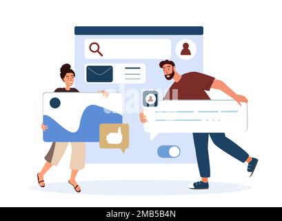 UI UX design of mobile messenger app.Web Designer creating digital chat ...