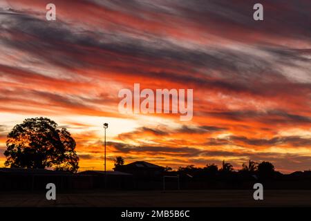 Firesky sunset with orange and red coloured clouds Stock Photo - Alamy