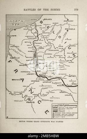 A map of the Somme Battlefield, 1916. The Battle of the Somme, also ...