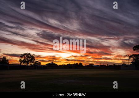 Firesky sunset with orange and red coloured clouds Stock Photo - Alamy
