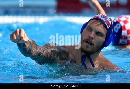 Jerko Marinic Kragic of Croatia reacts during men's Water Polo European ...