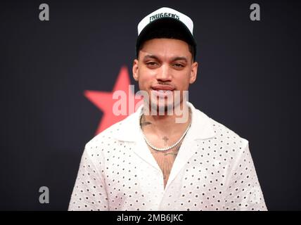 Zachary Larson arrives at the BET Awards on Sunday, June 26, 2022, at ...