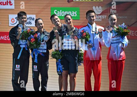 People's Republic of China's Haoyu Shi and Yiyao Zhang compete during ...